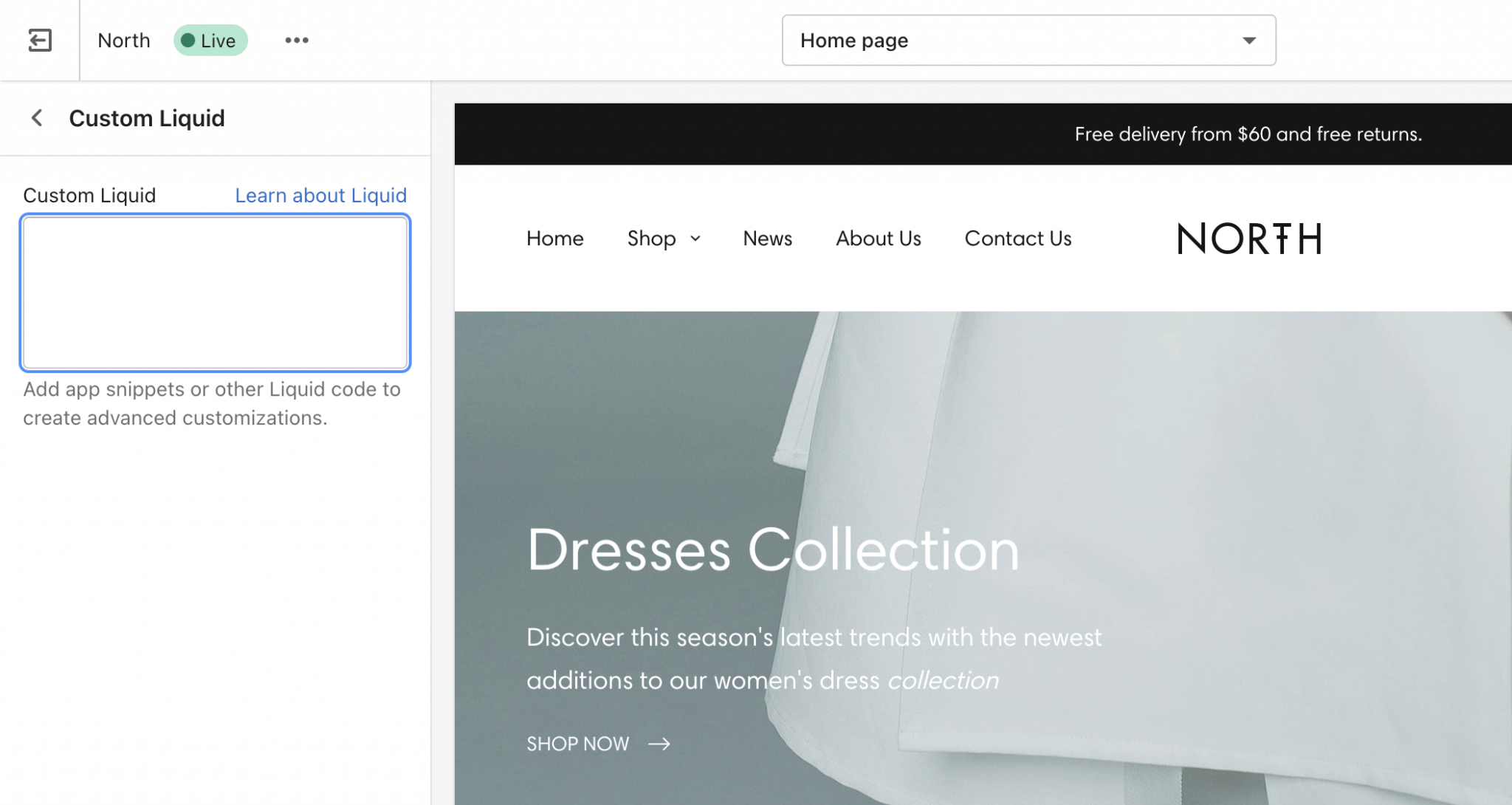 Using the custom liquid section - Fuel Themes Documentation